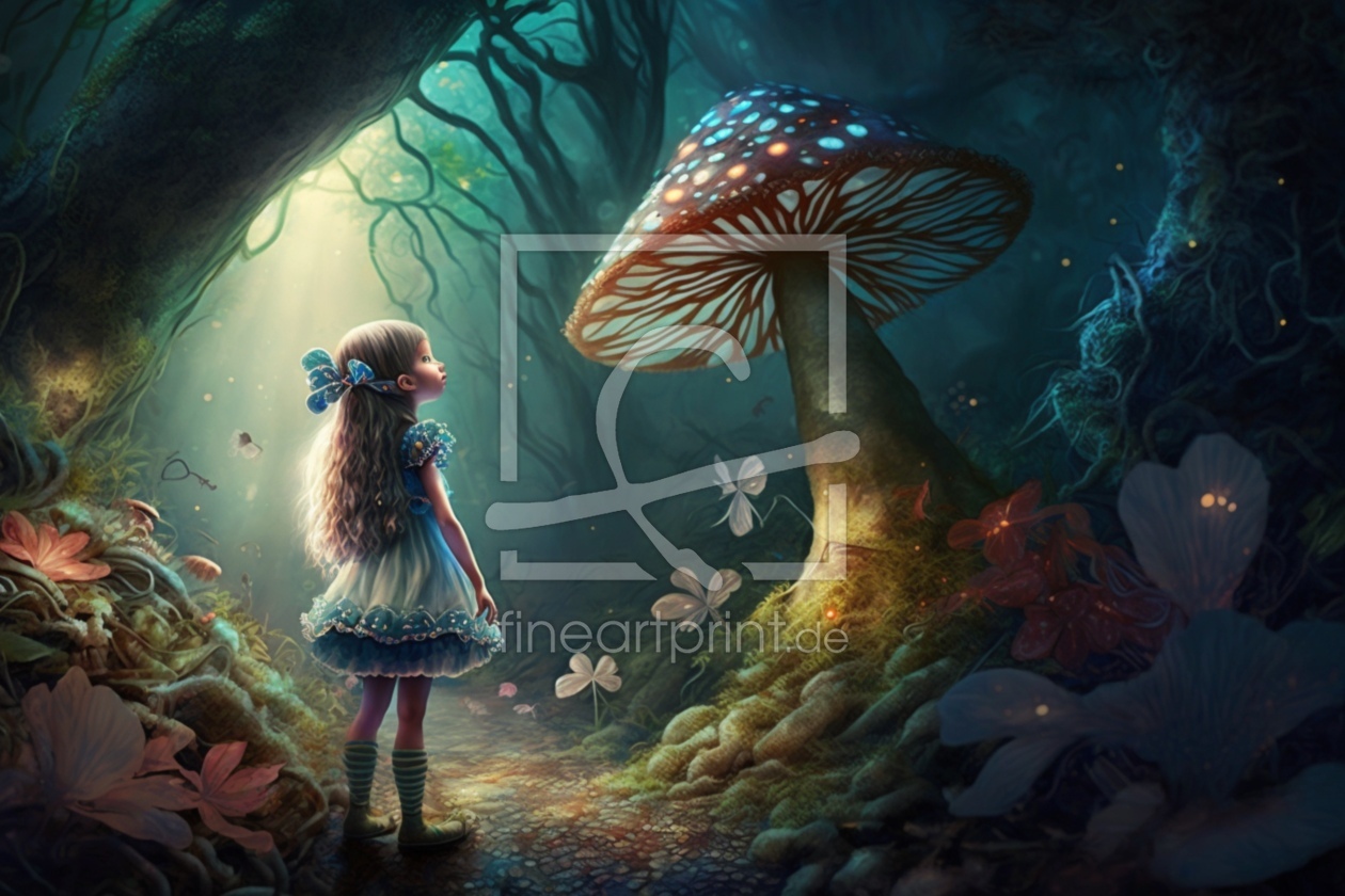 Das verlorene Mädchen im Zauberwald I als Leinwand...